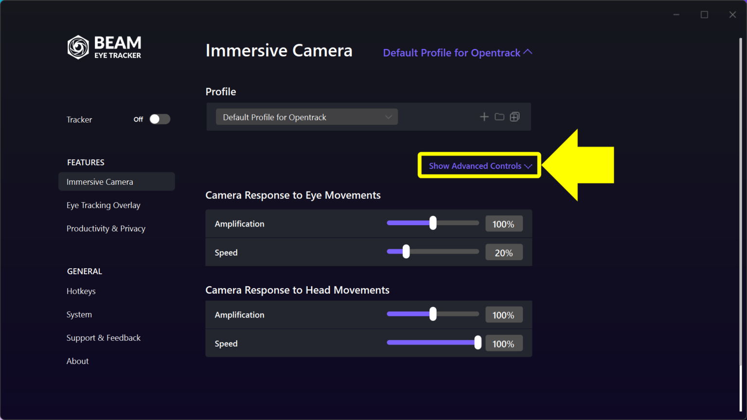 OpenTrack Extension Setup | Beam Eye Tracker